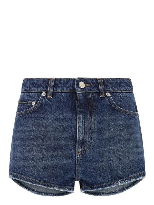 Dolce & Gabbana Frayed Denim Shorts - Blue