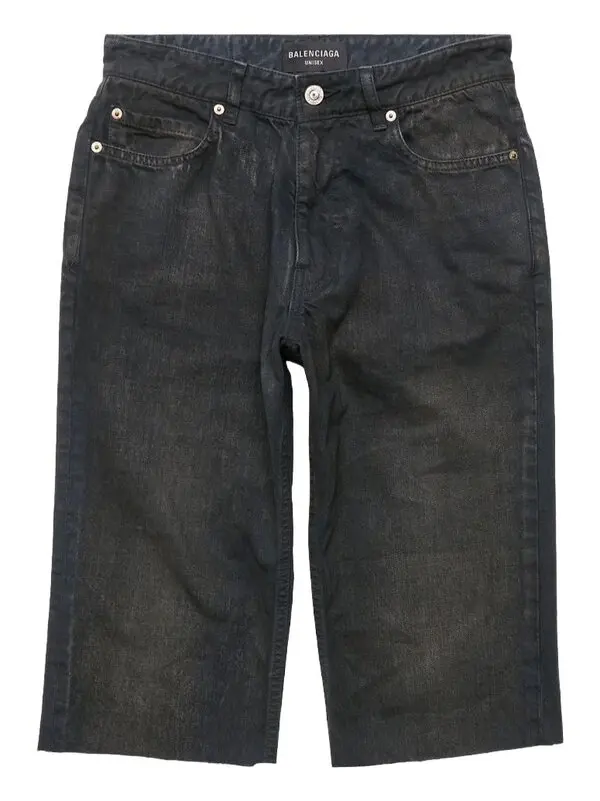 Balenciaga Distressed Denim Shorts - Black