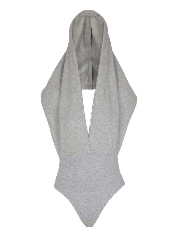Balmain Draped Hooded Bodysuit - Grey