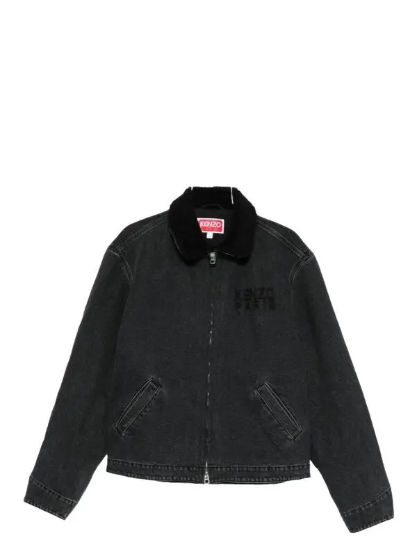 Kenzo Happy Tiger Embroidered Utility Denim Jacket - Black