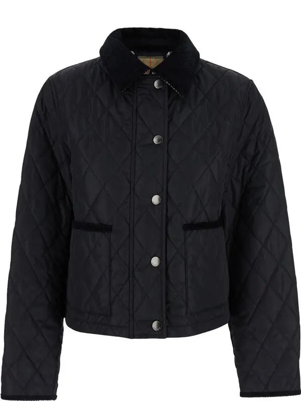 Burberry Collared Quilted Cropped Jacket - Black