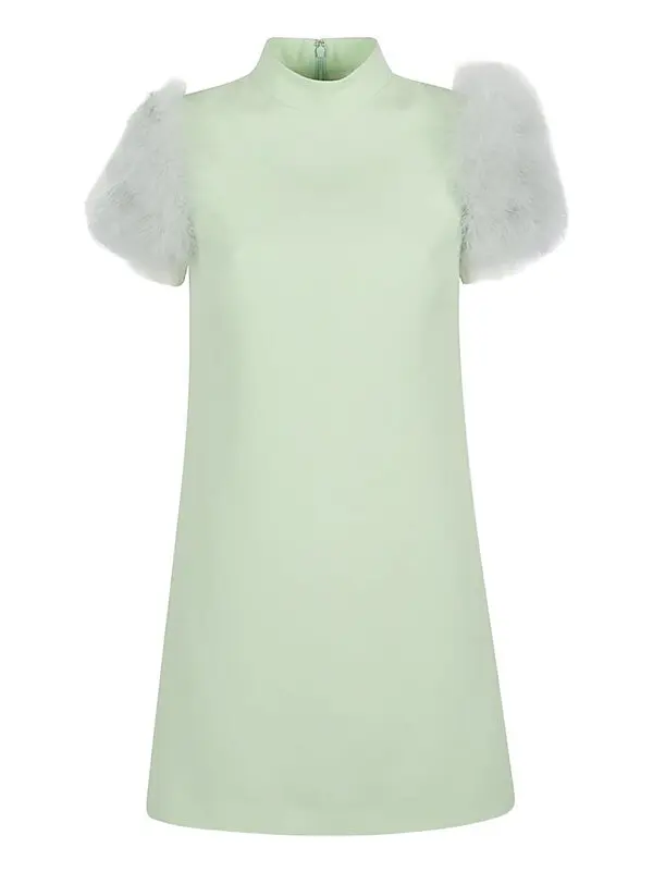 Valentino Garavani Feathered Detail Mini Dress - Green