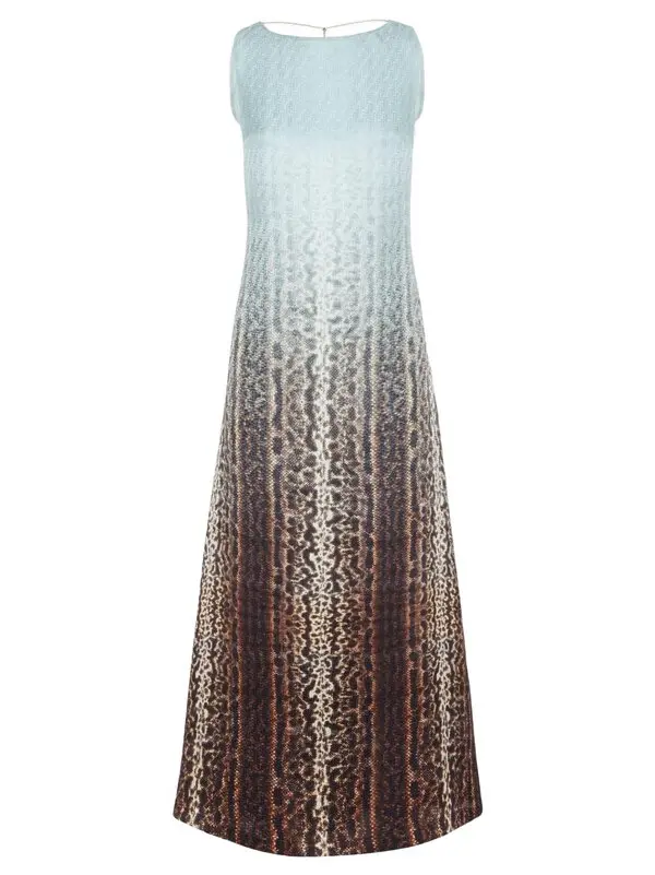 Fendi Sleeveless Maxi Dress With Gradient Animal Print - Multicolor