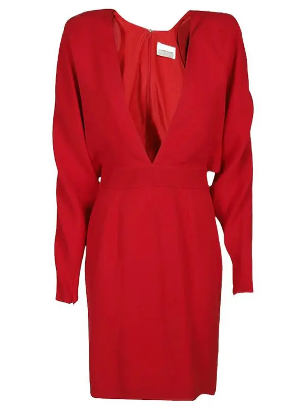 Alexandre Vauthier V-neck Long Sleeve Dress - Red