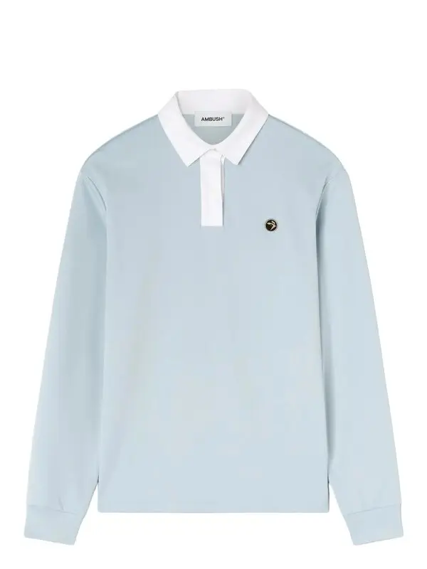 AMBUSH Logo Plaque Long Sleeved Polo Shirt - White