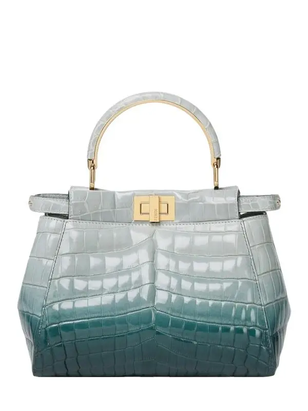 Fendi Peekaboo Croc Effect Bag - Gradient Green
