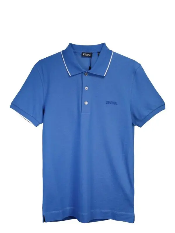 Zegna Embroidered Logo Polo Shirt - Blue