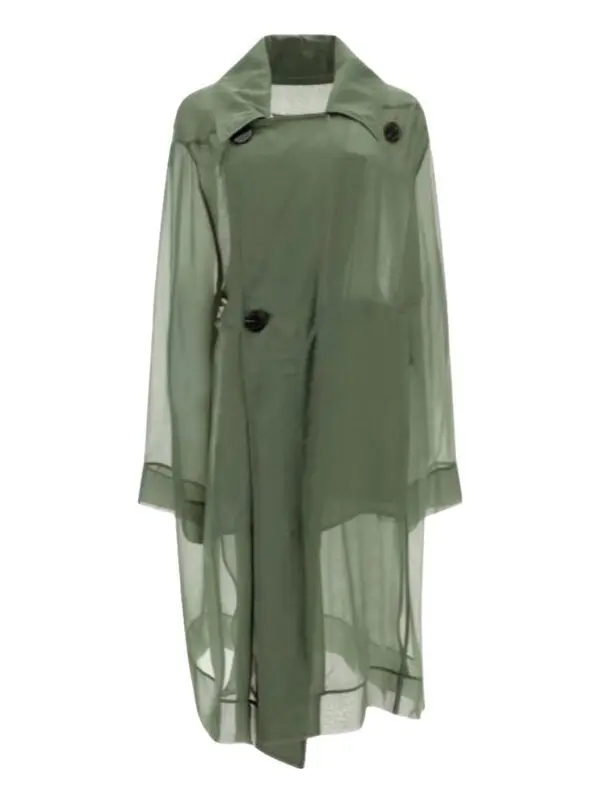 Rick Owens Sheer Silk Trench Coat - Green