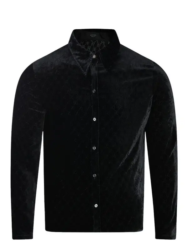 Gucci Stretch Gg Velvet Devoré Shirt - Black