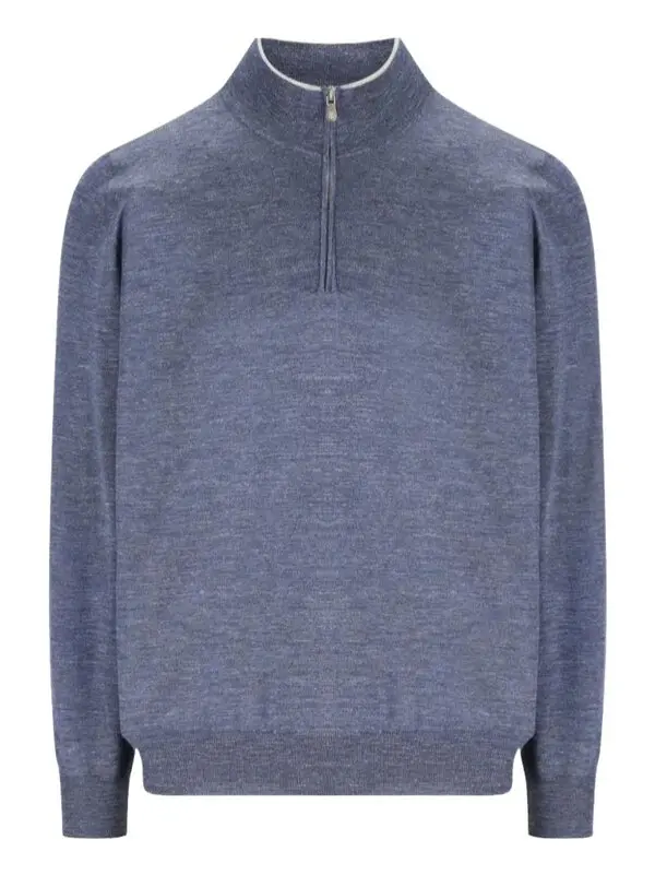 Brunello Cucinelli Zip-up High-neck Sweater - Blue
