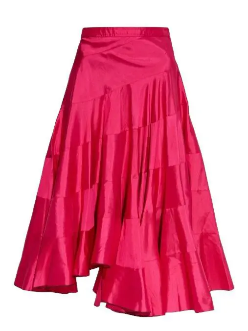 Tory Burch Silk Midi Skirt With Layered Ruffles - Red