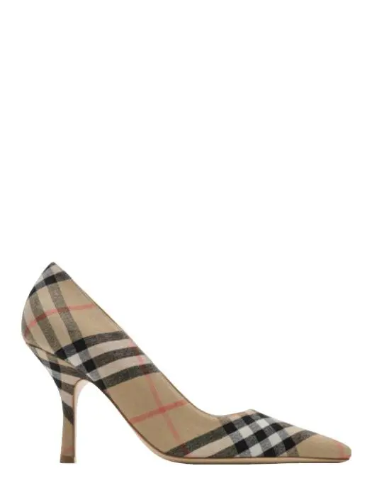 Burberry Checked Pumps - Sand