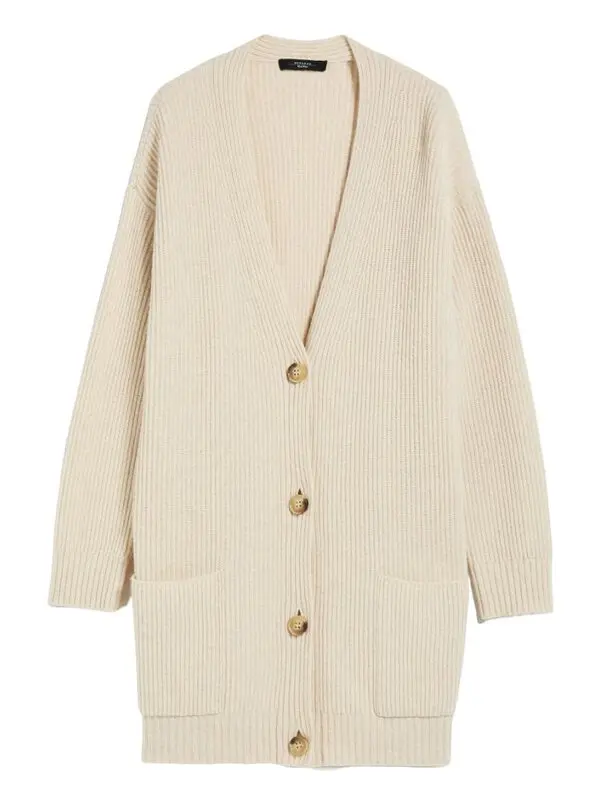 Max Mara V-neck Wool Cashmere Sweater With Belt - Nude