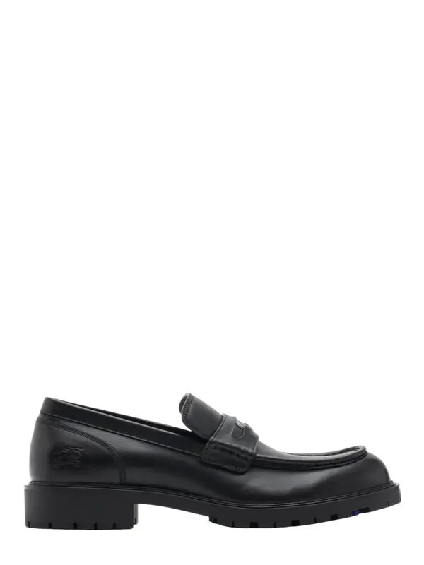 Burberry Rogue Slip-on Loafers With Equestrian Knight Design - Black