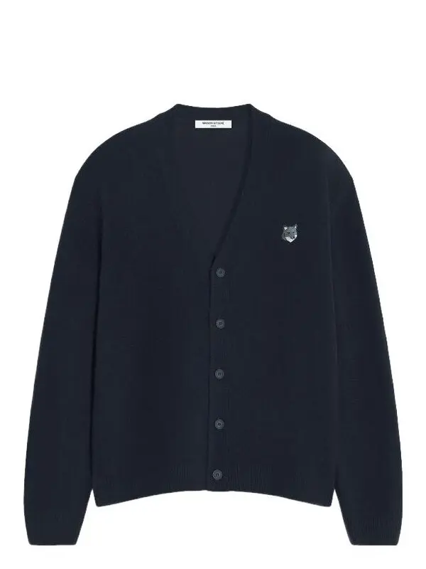 Maison Kitsuné Fox Head V-neck Cardigan - Navy