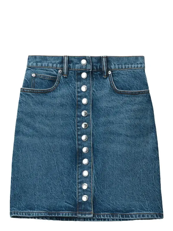 Alexander Wang High Waisted Button-up Denim Skirt - Dark Blue