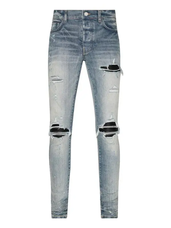 Amiri Distressed Finish Ripped Skinny Jeans - Gray