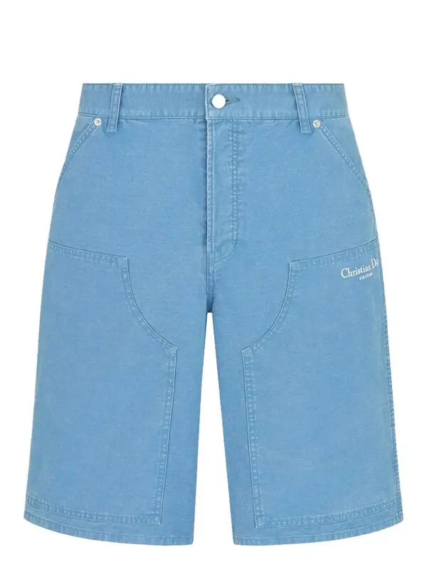 Dior Logo Embroidered Bermuda Shorts - Blue