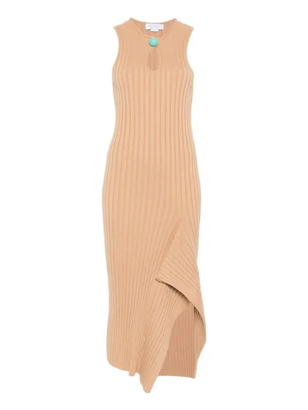 Stella McCartney Asymmetric Ribbed Knit Vest - Nude