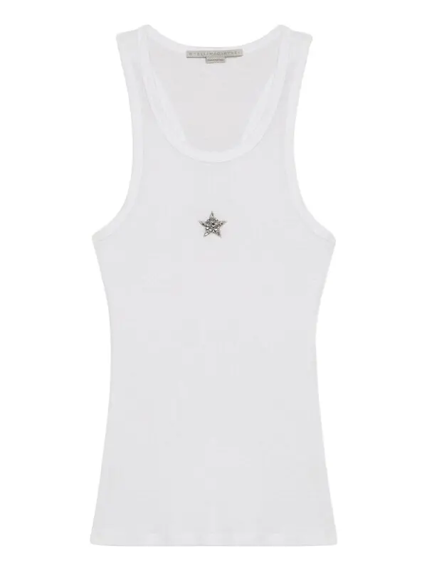 Stella McCartney Ribbed Tank Top With Star Embellishment - White