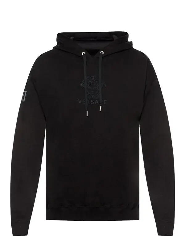 Versace Embroidered Logo Hoodie - Black