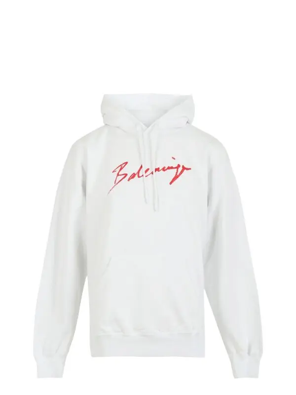 Balenciaga Logo Hooded Sweater - White