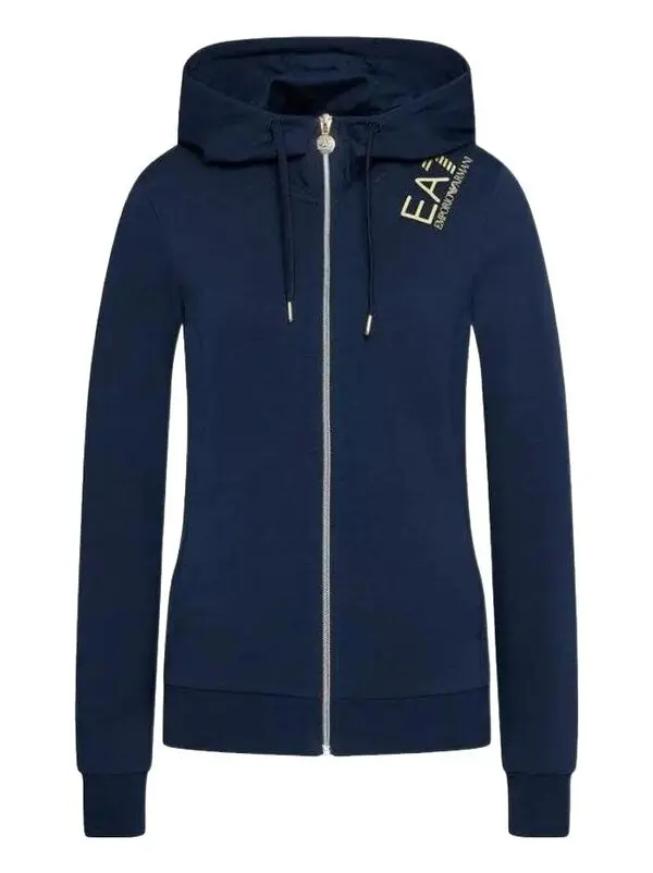 Emporio Armani Logo Zip-up Hooded Casual Jacket - Black