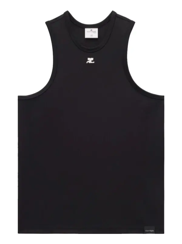 COURREGES Courrèges Crewneck Logo Tank Top - Black