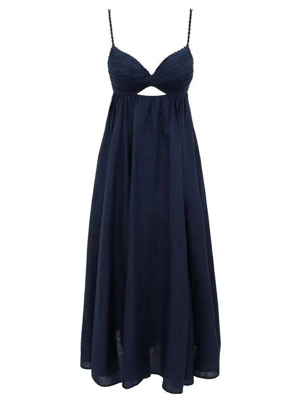Zimmermann Organic Linen Maxi Dress - Dark Blue