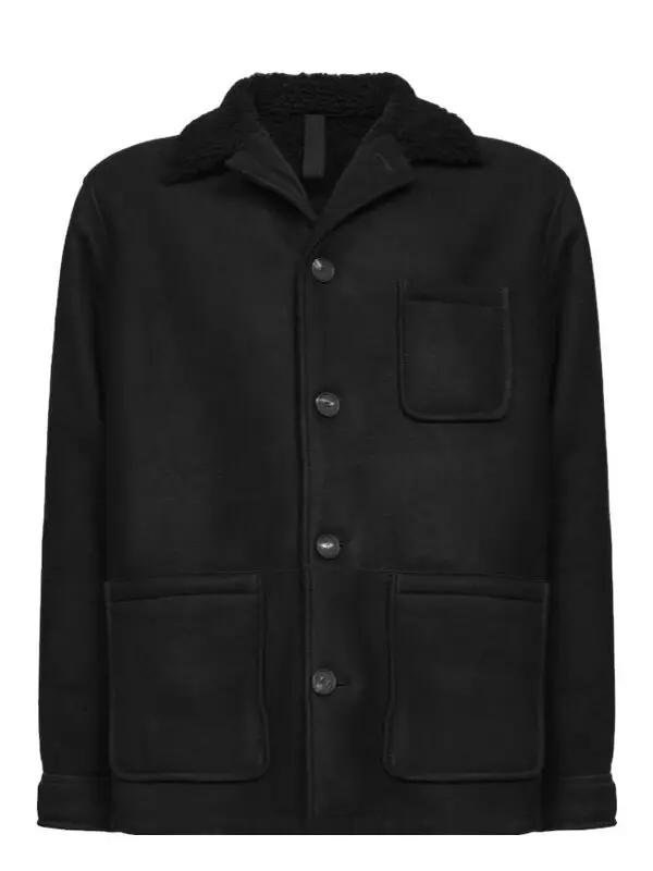 Tagliatore Shearling Collar Coat - Black