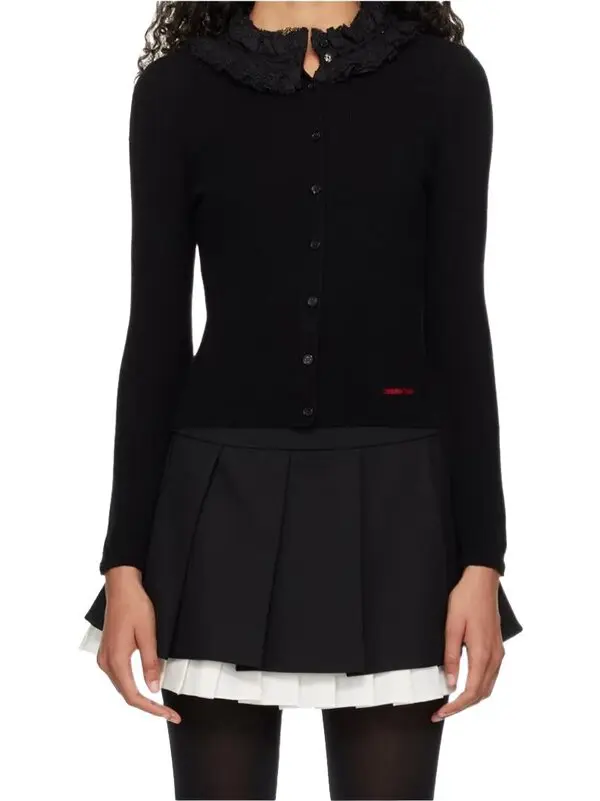 SHUSHU/TONG Lace Trimmed Cardigan - Black