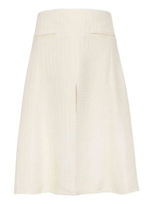 Alaïa Textured Midi Skirt With Slit - Ivory