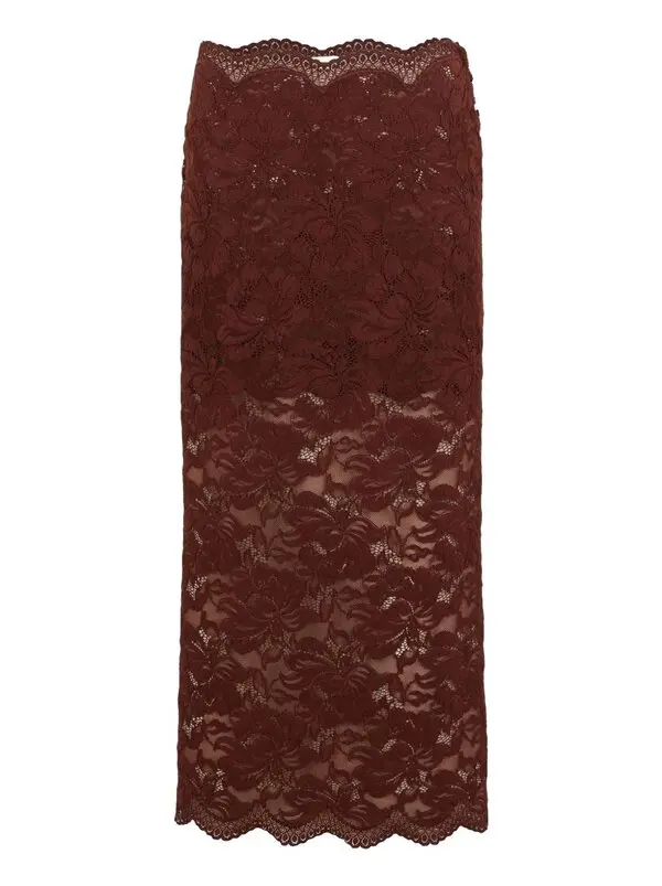 Rabanne Lace Midi Skirt - Brown