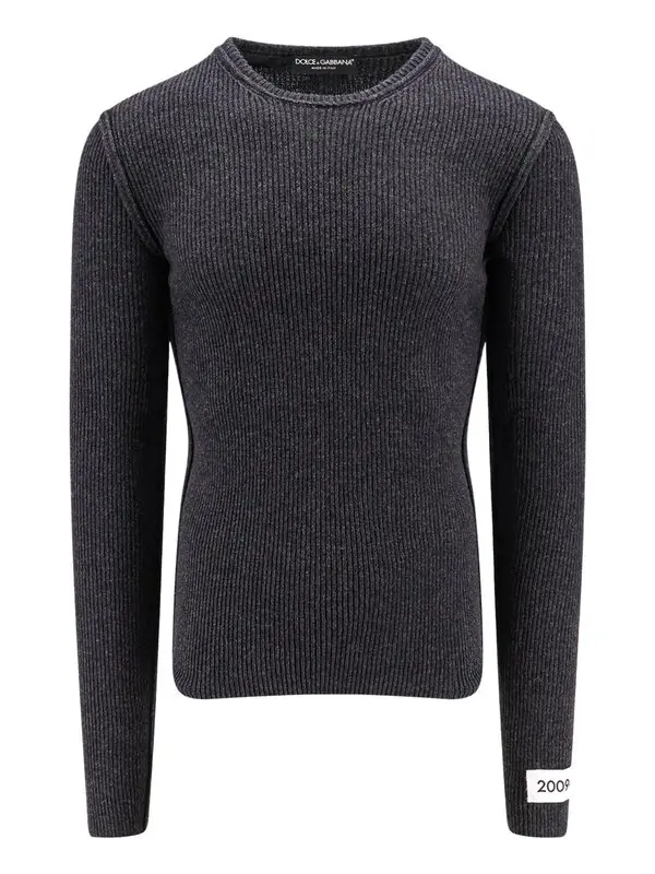 Dolce & Gabbana Logo Plaque Crewneck Knitted Jumper - Black