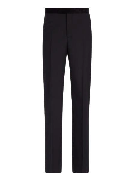 Dior Pleated Wool Trousers With Velvet Detail - Black