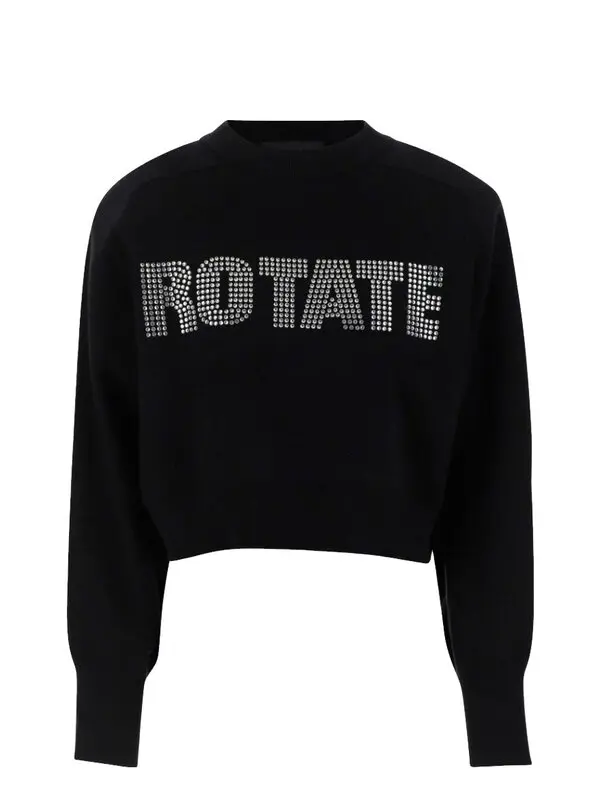 ROTATE BY BIRGER CHRISTENSEN Logo Embellished Cropped Sweatshirt - Black