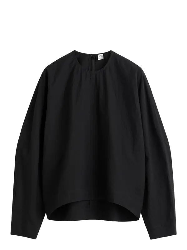 TOTEME Batwing Sleeve Blouse With Pleated Details - Black
