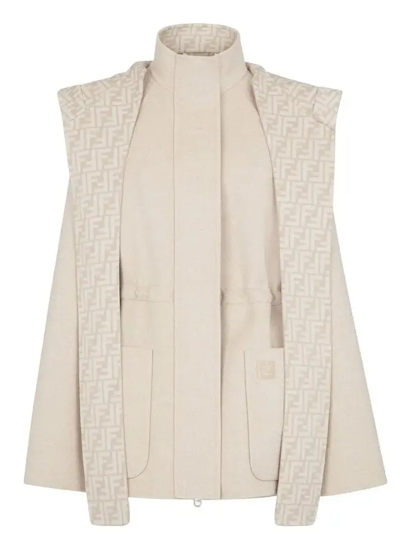 Fendi Ff Motif Hooded Jacket - Beige