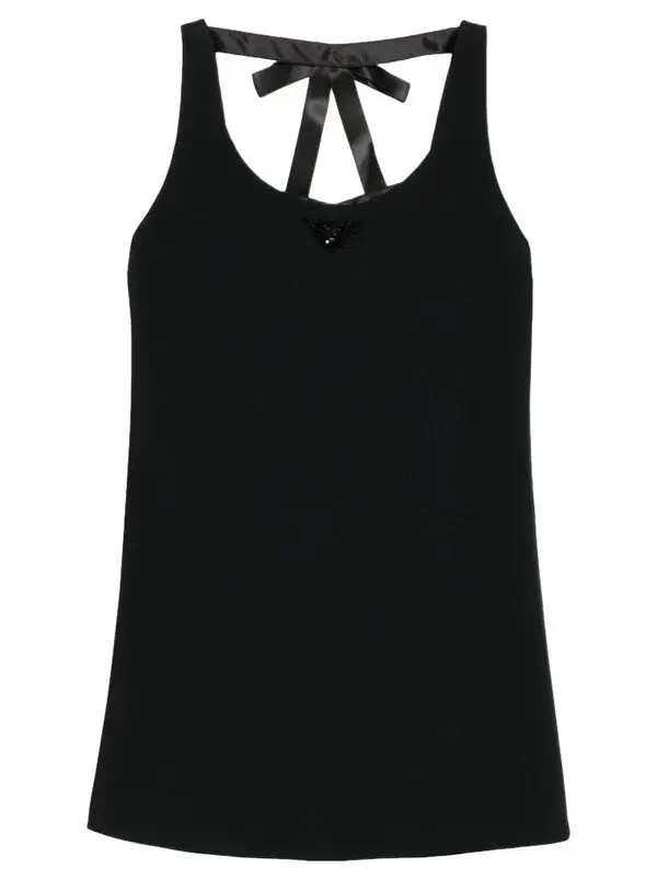 Prada Logo Plaque Sleeveless Mini Dress - Black