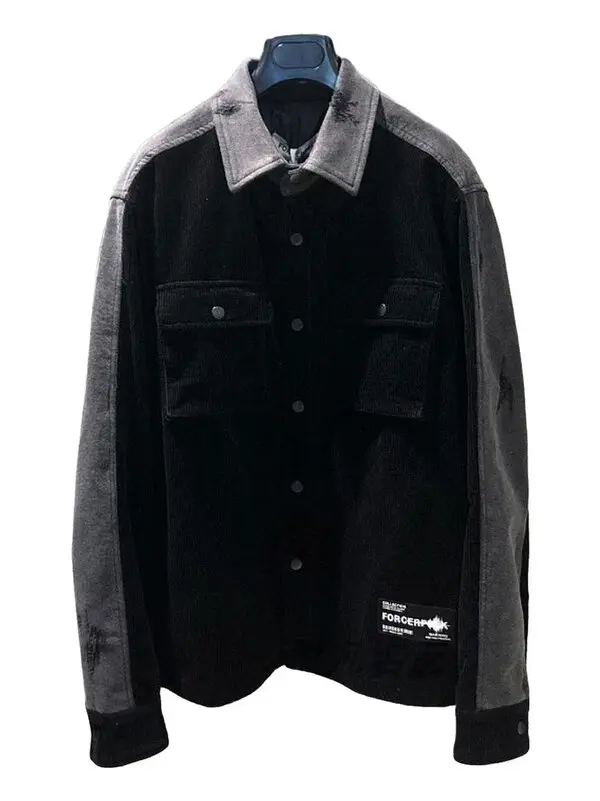 FORCERPBLK Corduroy Spliced Casual Jacket - Black