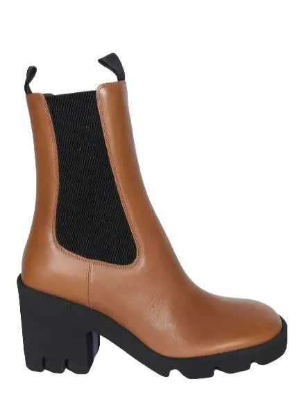Burberry Round-toe Heeled Ankle Boots - Brown