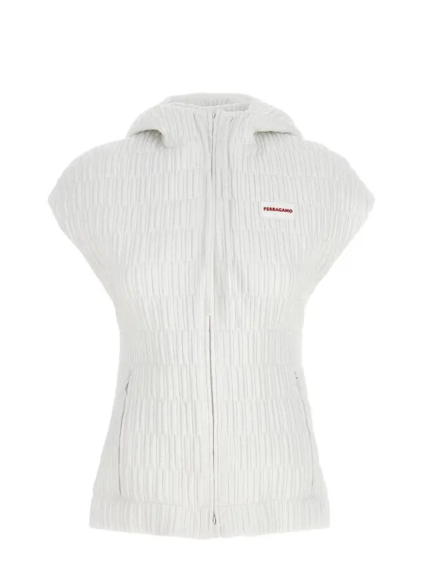 FERRAGAMO Quilted Zipped Hooded Gilet - White
