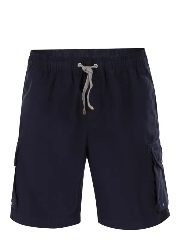 Brunello Cucinelli Drawstring Bermuda Shorts With Multiple Pockets - Black