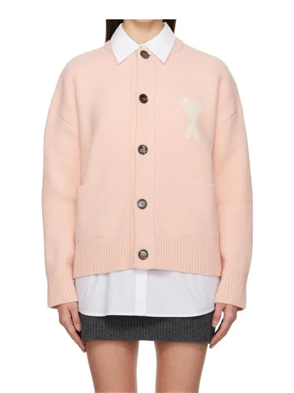 Ami De Coeur Alpaca Wool Blend Cardigan - Pinkish-white