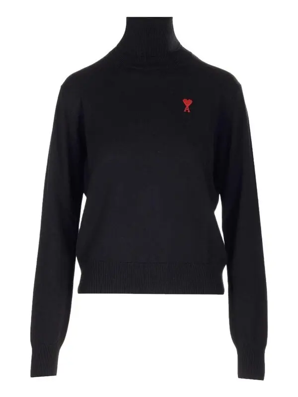 Ami De Coeur High Neck Knitted Jumper - Black
