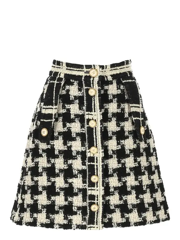 Valentino Garavani Embellished Button Detail Tweed Mini Skirt - Black