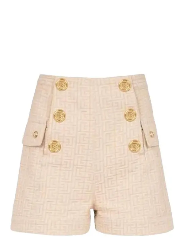 Balmain Monogram Jacquard Shorts - Nude
