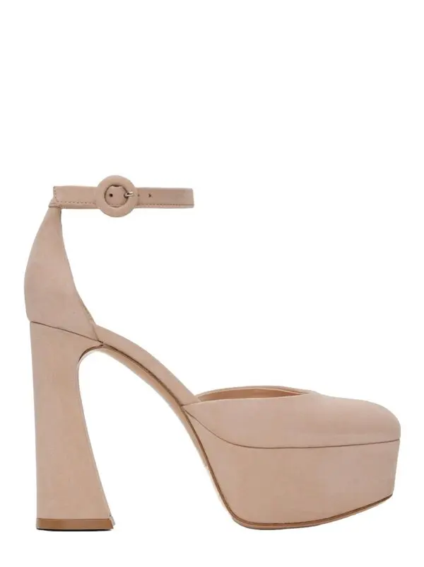 GIANVITO ROSSI Holly D'orsay Platform Heels With Ankle Strap - Nude
