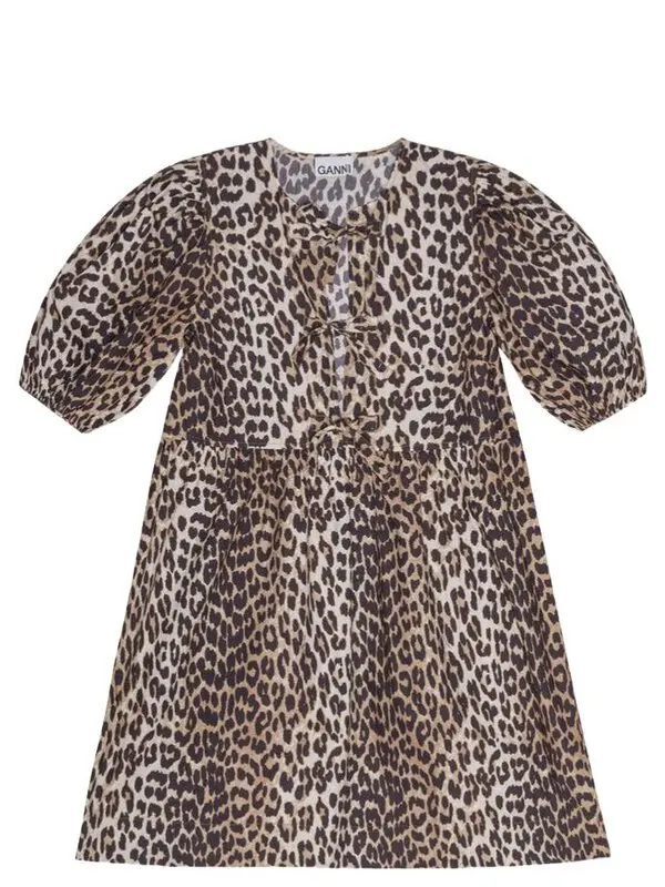 GANNI Print Mini Dress - Leopard