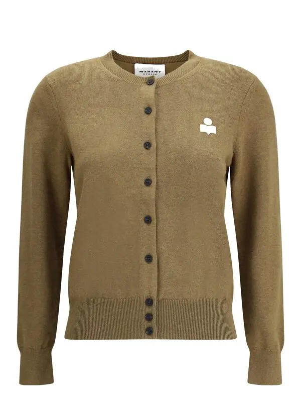 Isabel Marant Étoile Logo Embroidered Knitted Cardigan - Brown